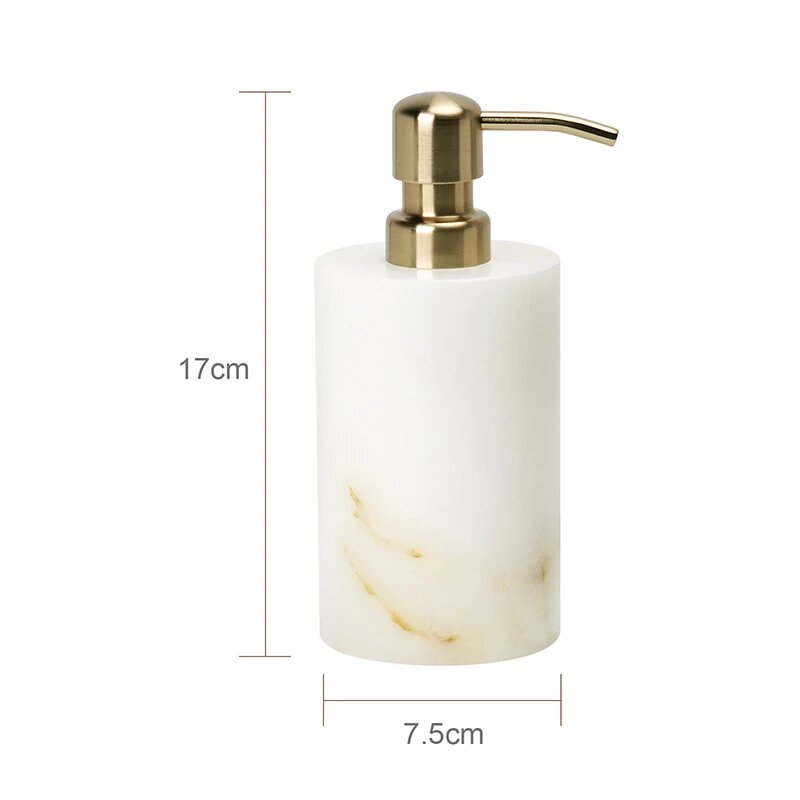 Набор аксессуаров для ванной комнаты из белого оникса Бежевый, Soap Dispenser C