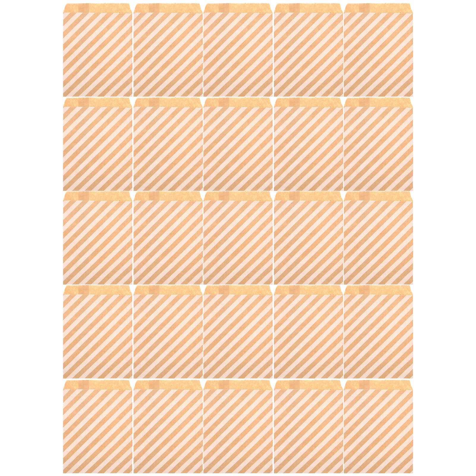 25 шт, складной мешок для еды, крафт-бумажный мешок, упаковка для конфет, орехов, печенья, закусок, диагональная полоса