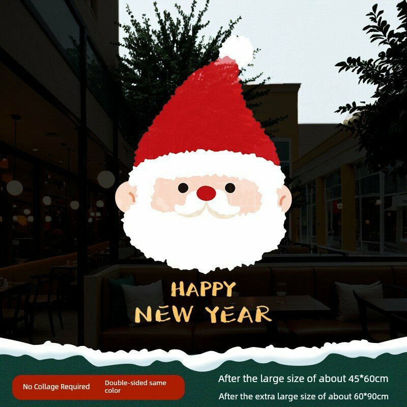 Большой статик-свободный оконный наклейка с изображением красной шапки для рождественского декора дверей и окон