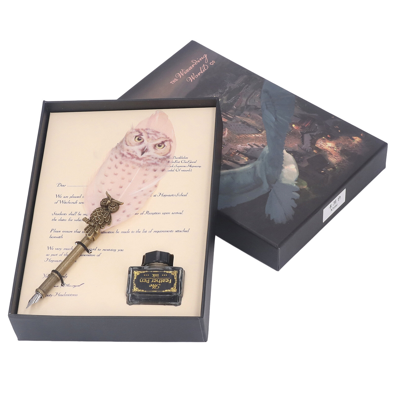 Набор перьевых ручек Feather Pen Set с пером из нержавеющей стали, ретро-рельефным рисунком совы, металлическим корпусом и изысканным текстурированным пером. Подарочный набор.