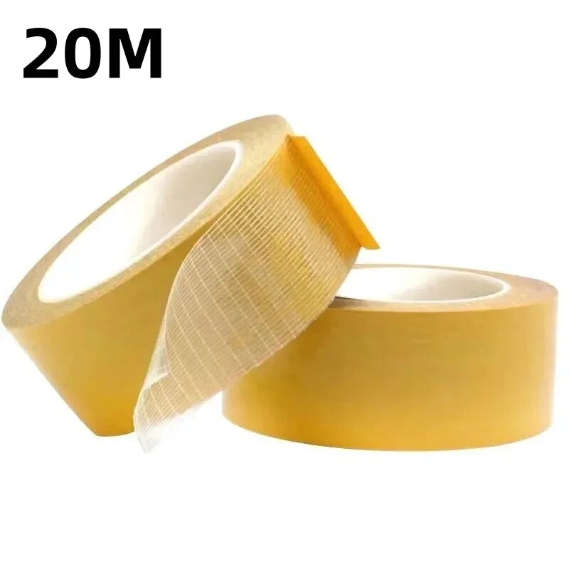 Двусторонняя лента 20 м/10 м, сверхпрочная бесшовная тканевая лента, прозрачная лента, многофункциональная лента для ковров, двусторонняя тканевая лента
