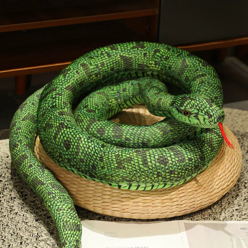 Игрушечная плюшевая змея, гигантский плюшевый питон, модель змеи-поделки, реквизит для розыгрышей, забавная тканевая