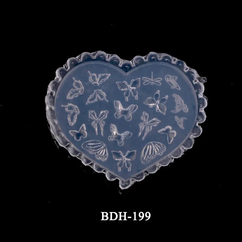 Силиконовая форма для ногтей "Сердце с бабочками", BDH-199