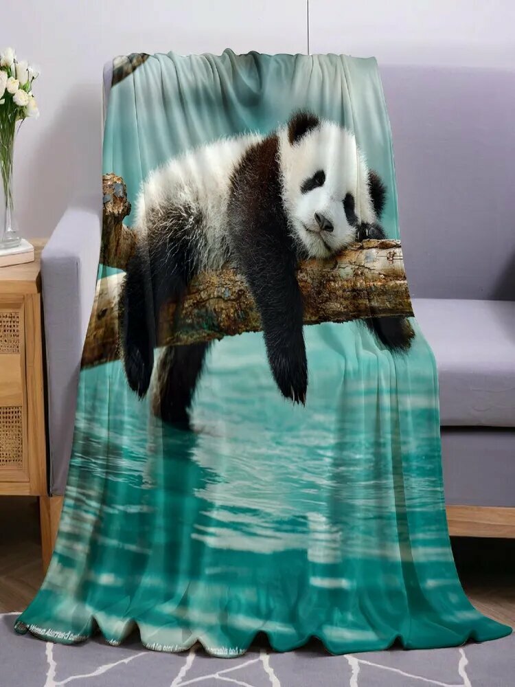 Плед с фотопринтом Гигантская панда Легкое одеяло Термоодеяло , Фланель, 200 см х 180 см