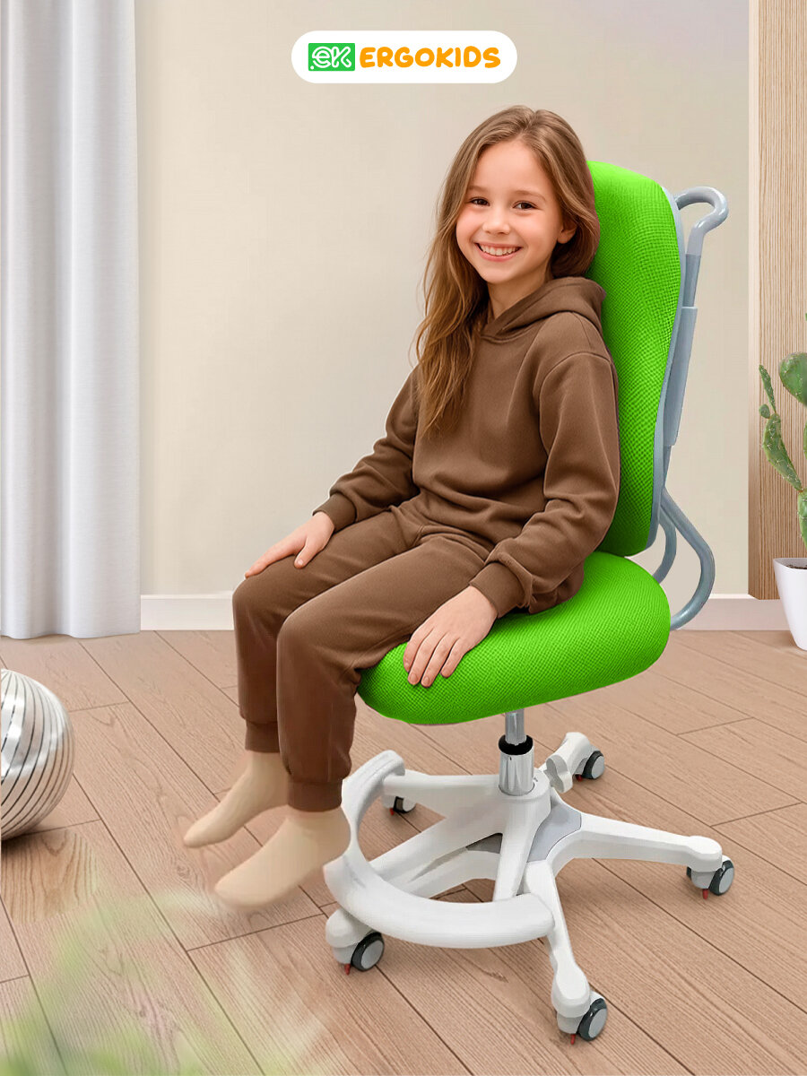 Детское компьютерное растущее кресло Ergokids Columbia Y-507 зеленое
