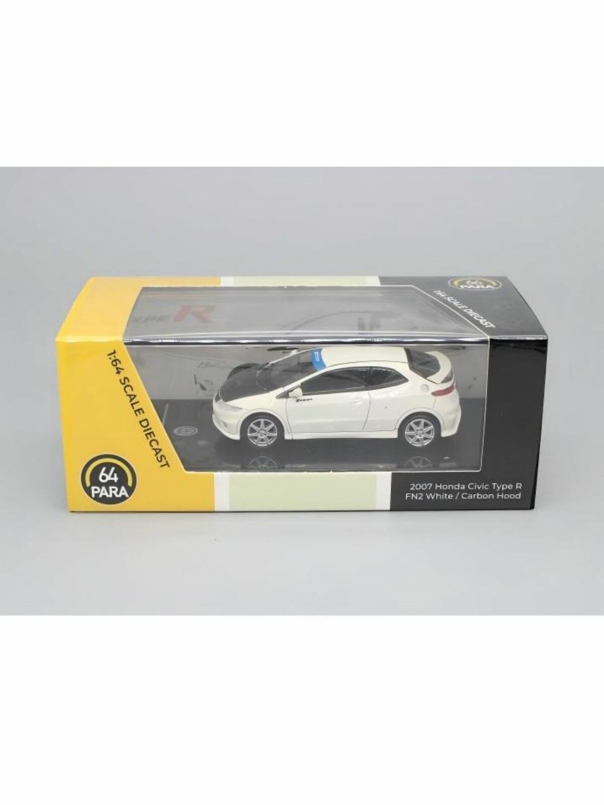 Машинка 64 PARA 1/64 Honda Civic FN2 Sedan Type-R White carbon cover Die-cast Alloy Car Model Collection Toy Gift
