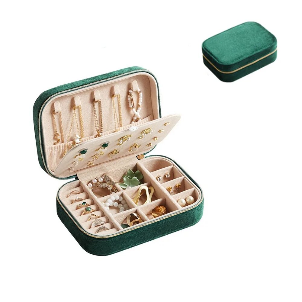 Бархатная шкатулка для украшений Изумрудный, Green