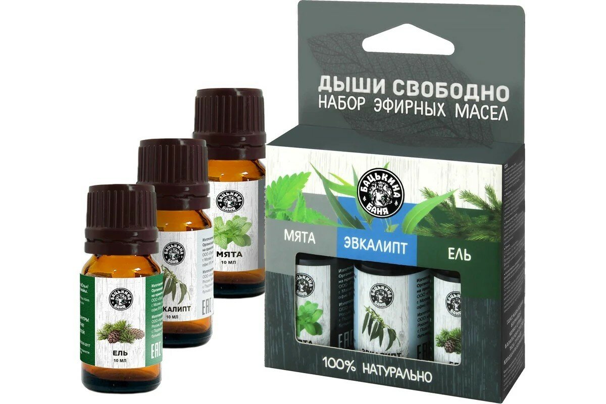 Масло эфирное В наборе 3ШТХ17МЛ "дыши свободно" (мята, эвкалипт, ЕЛЬ)