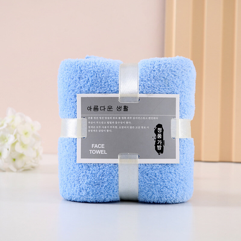 Оптовая продажа коралловых бархатных полотенец с картами Светло-голубой_35*75