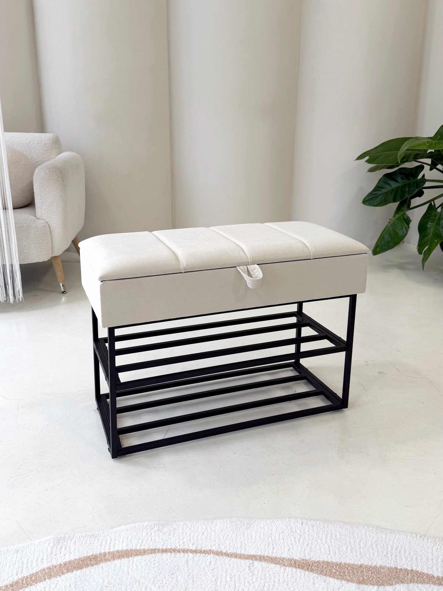 Банкетка обувница в прихожую с мягким сиденьем, 73х34х52см