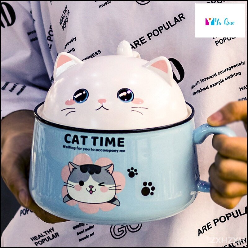 Глубокая миска премиум для супа и вторых блюд 1020 мл с рисунком кота