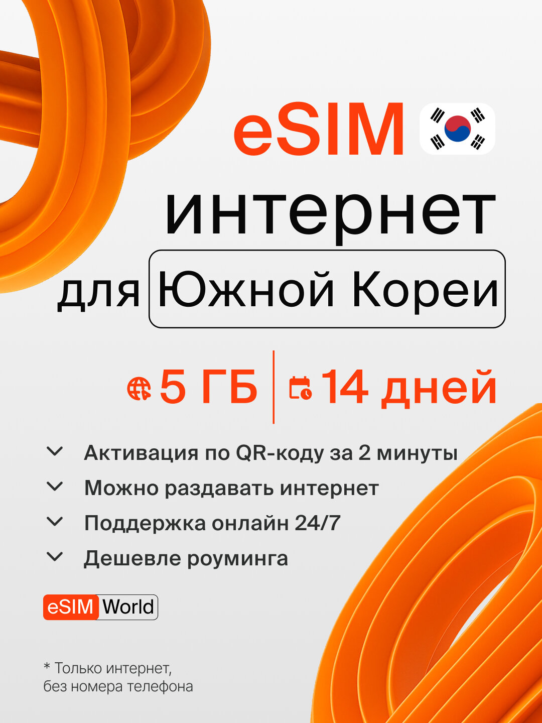 5 ГБ / 14 дней: Туристическая eSIM Республика Корея связь для пляжного отдыха и экскурсий