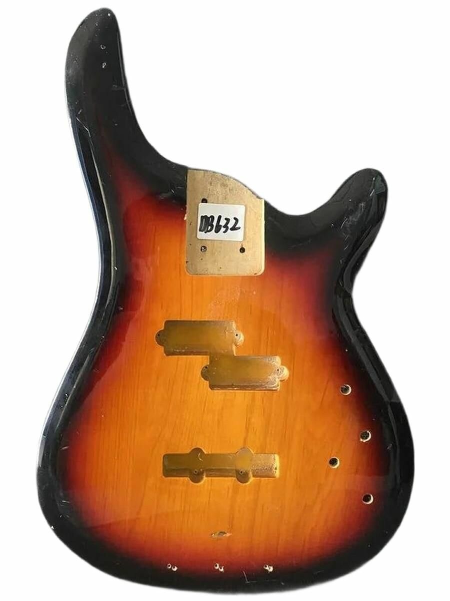 DB632 Корпус бас-гитары 4-струнный незавершенный, модель PJB, цвет sunburst, материал - липа, имеются повреждения поверхности, для самостоятельной сборки (DIY).