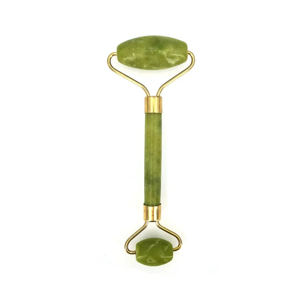 Натуральный нефритовый роликовый массажер для лица, тела, спины, ног, массажный ролик для лица, против морщин, двухсторонний нефритовый камень Гуа Ша