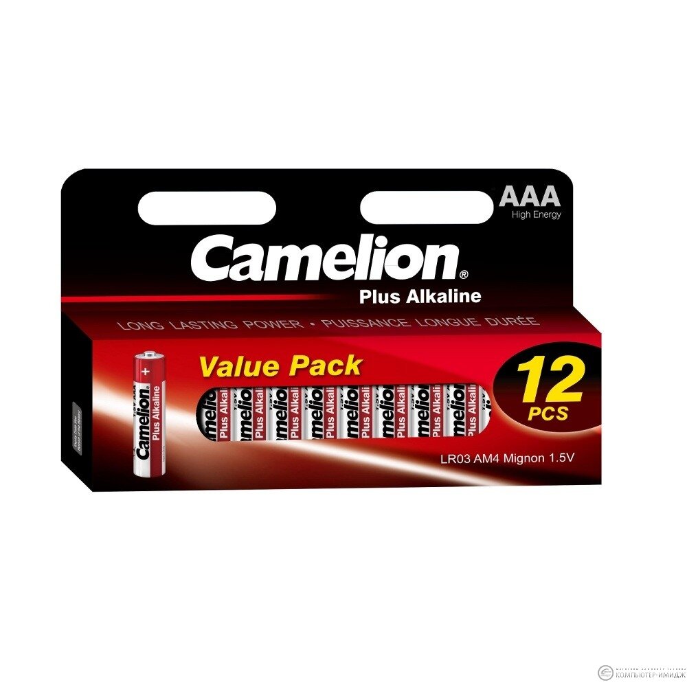 Батарейки Camelion Plus Alkaline BL12 LR03 AAA (LR03-HP12, 1.5В, 12 шт. упаковка)