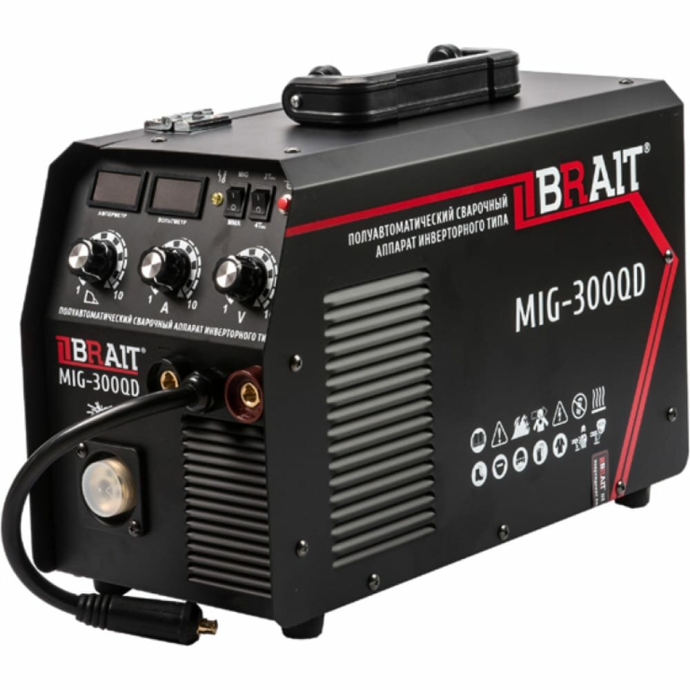 Сварочный инвертор полуавтомат BRAIT MIG-300QD 18.01.015.043, для комфортной работы с разными материалами
