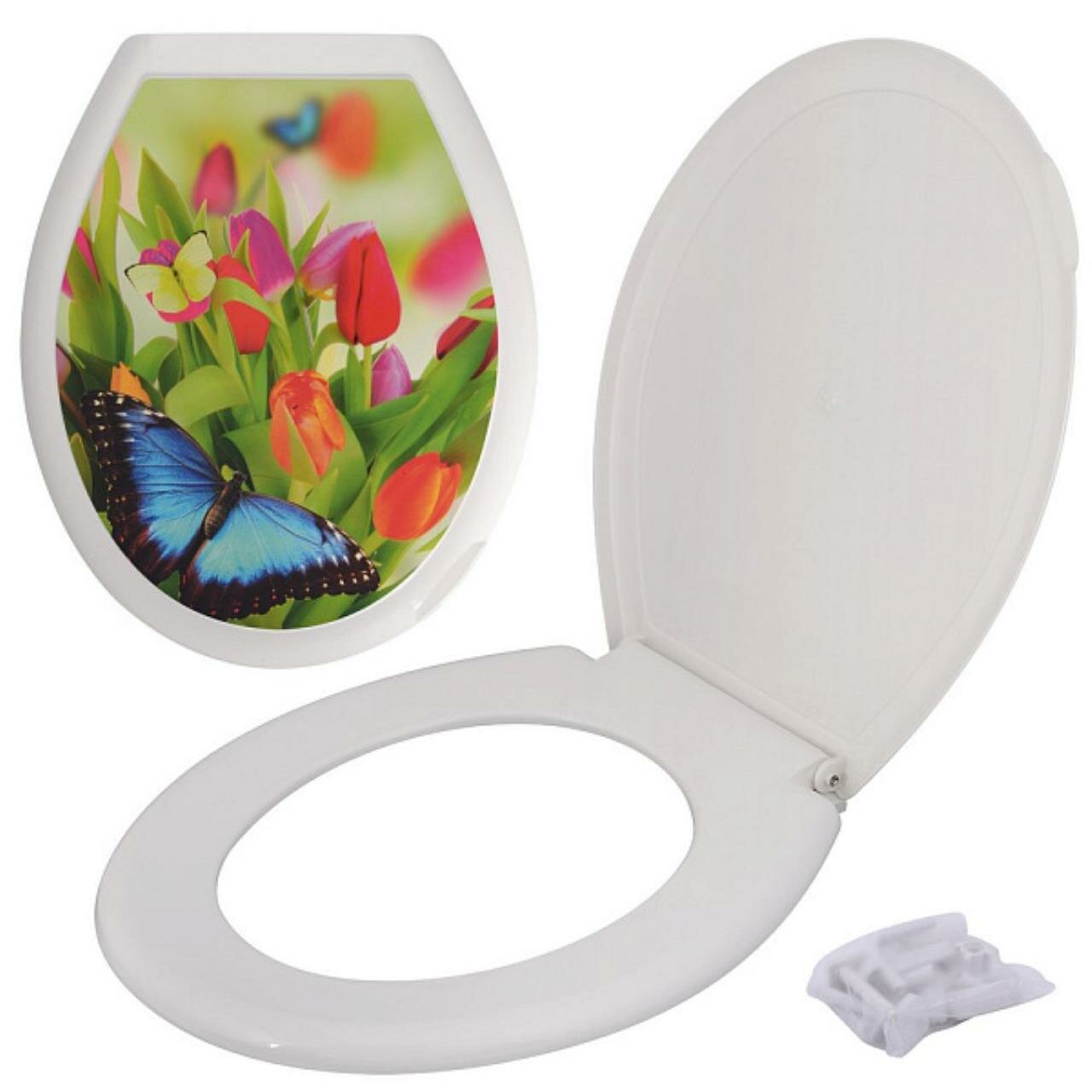 Сиденье для унитаза с крышкой "Баттерфляй". Внешний размер 44,7х36,7х3 см.