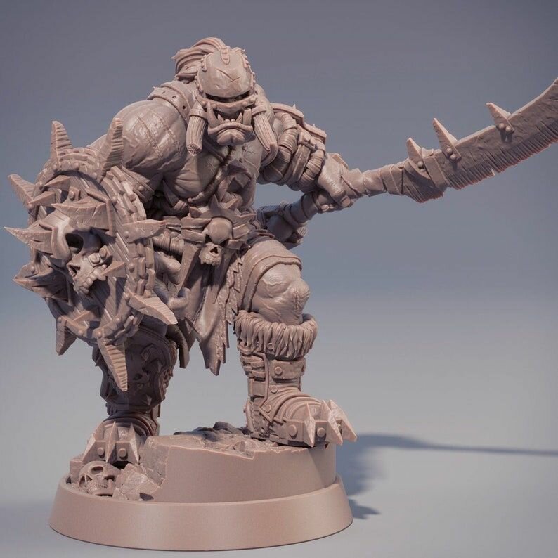 Орк Варвар - Берсерк, Полуорк (класс: Воин, Файтер) миниатюра для DnD (ДнД), Pathfinder и других Настольных игр (НРИ, Варгеймов или РПГ), фентези тематика