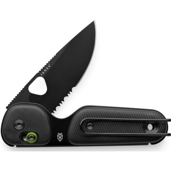 Нож The James Brand складной The Redstone, лезвие Sandvik 12C27 черное, рукоять Polypropylene, Serrated, Black