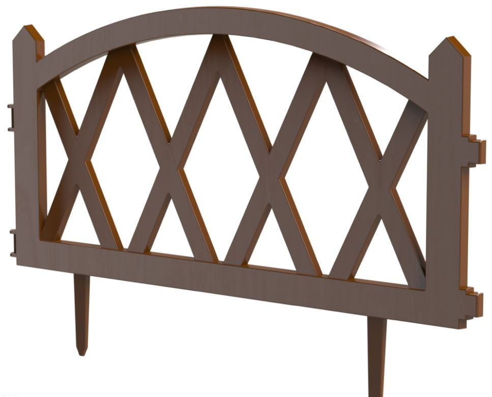 Заборчик для сада декоративный Штакетник полипропилен коричневый 5 секций 60х37см