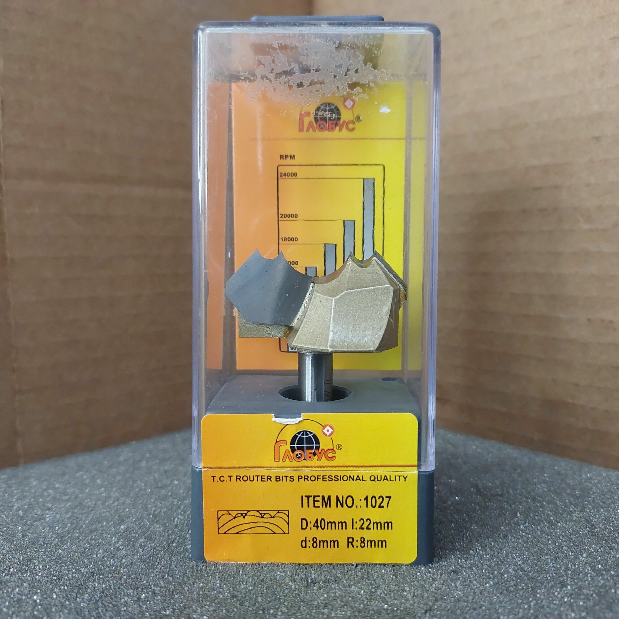 Фреза для розеток R:8mmГлобус 1027 D:40mm I:22mm d:8mm R:8mm Арт:1027D40d8