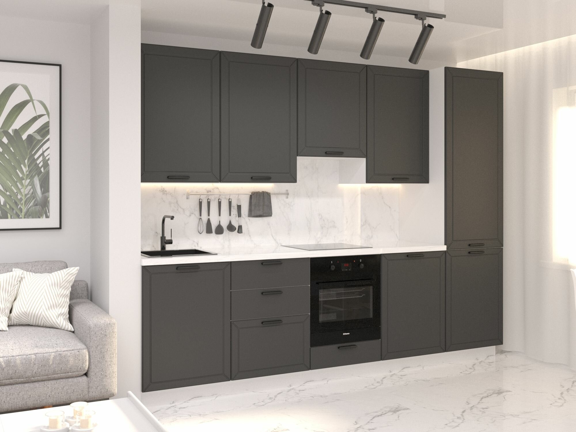 Кухонный гарнитур Глетчер Маренго Силк, 3000 мм