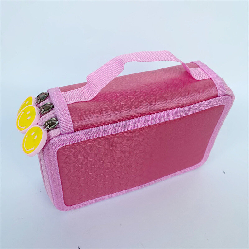 Пенал "Смайлик", для студентов, розовый, 48 отделений