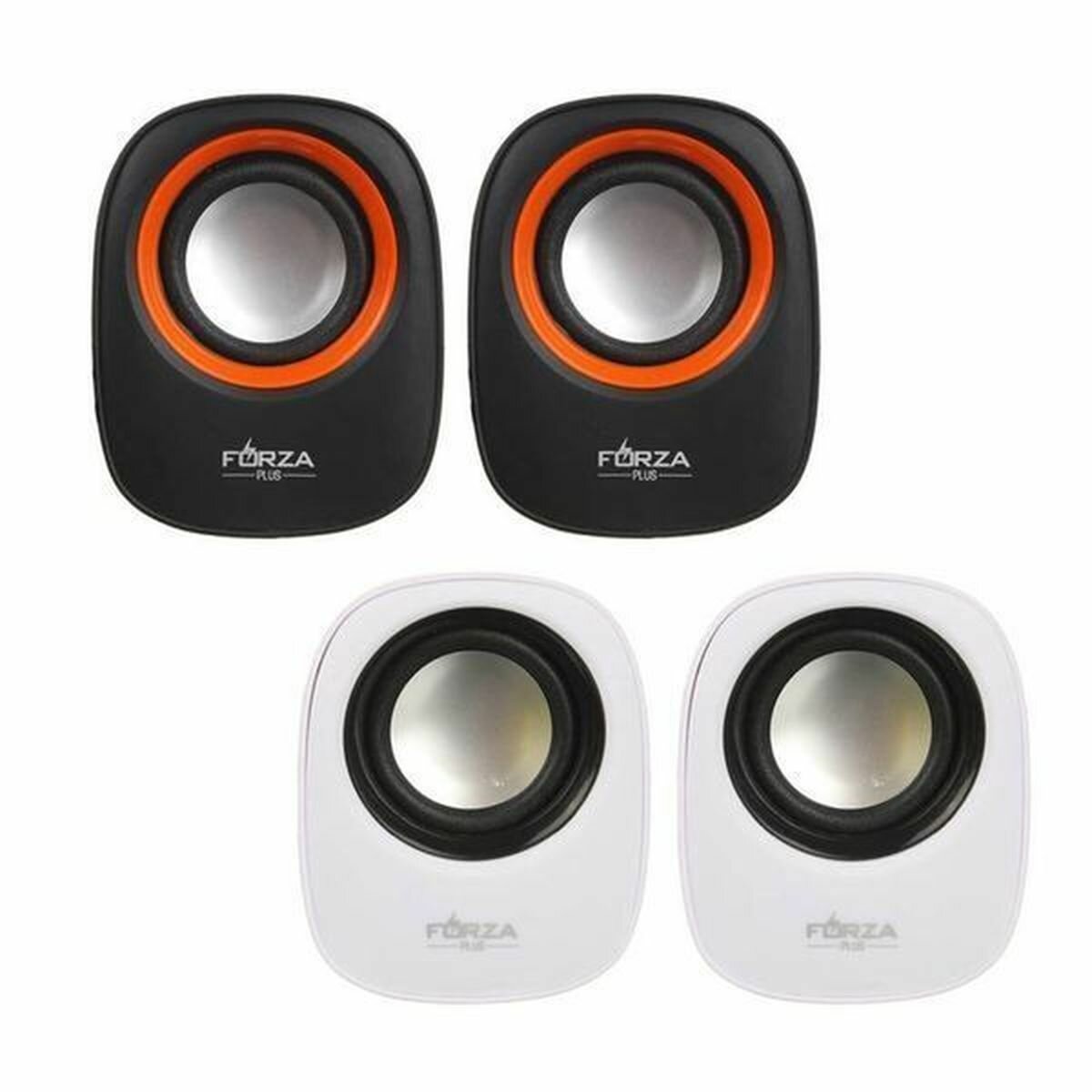 Аудио-колонки, 2 шт, 94х73мм, провод 3.5 мм. mini-Jack, регулятор громкости, пластик FORZA USB