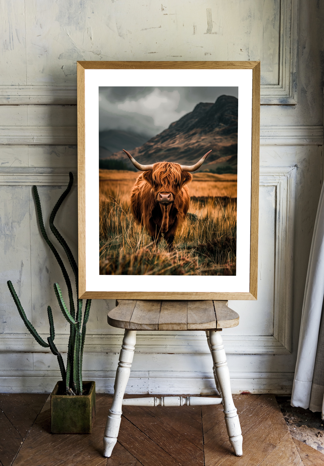 Постер Горный бык в осеннем поле 40x50 см в подарочном тубусе