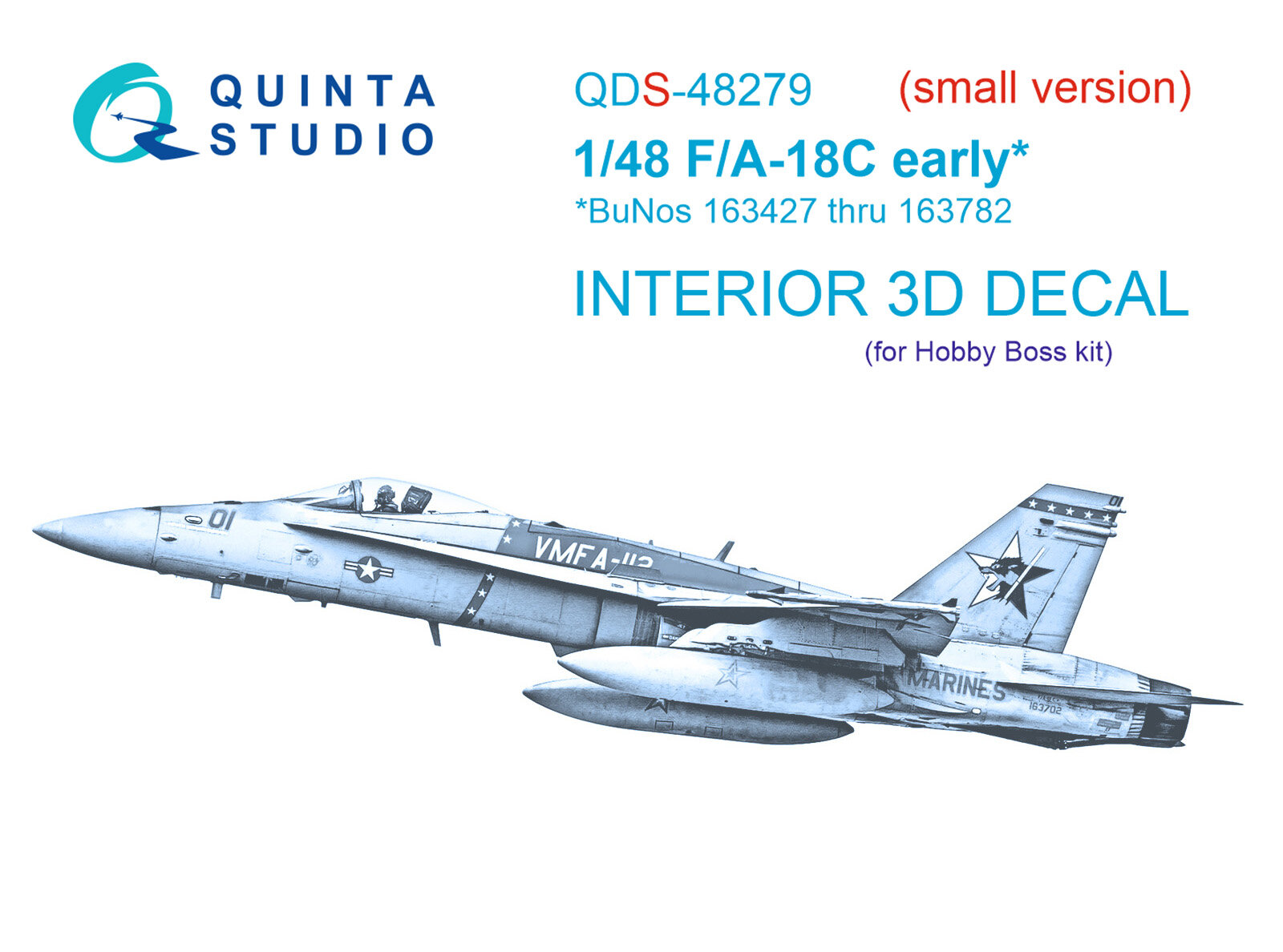 QDS-48279 3D Декаль интерьера кабины F/A-18C early (HobbyBoss)(Малая версия)