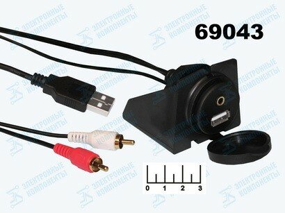 Разъем USB + AUD 3.5 гнездо/USB штекер + RCA 2 штекера 2м
