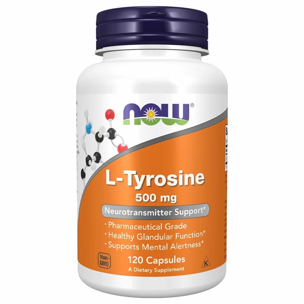 Now Foods L-Tyrosine 500 mg 120 капсул, L-Тирозин, Аминокислота тирозин