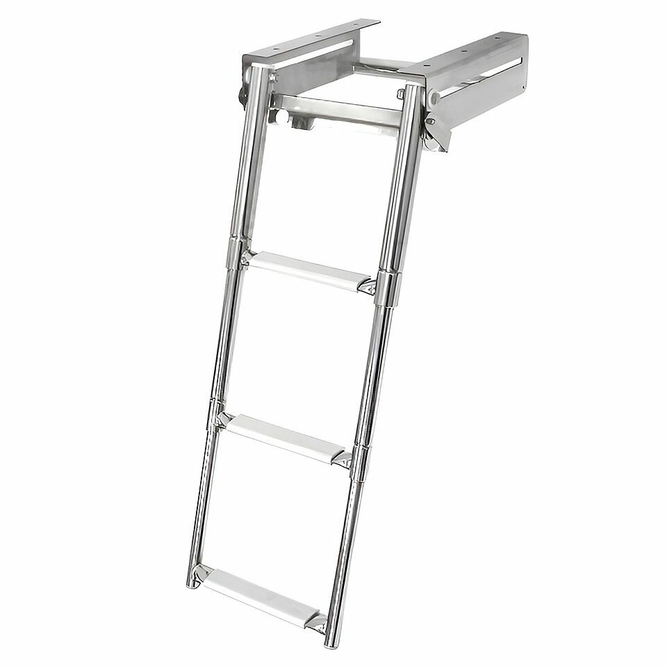 Трап телескопический выдвижной с фиксирующим механизмом, 3 белых ступени (ширина 291 мм.) (10269546)