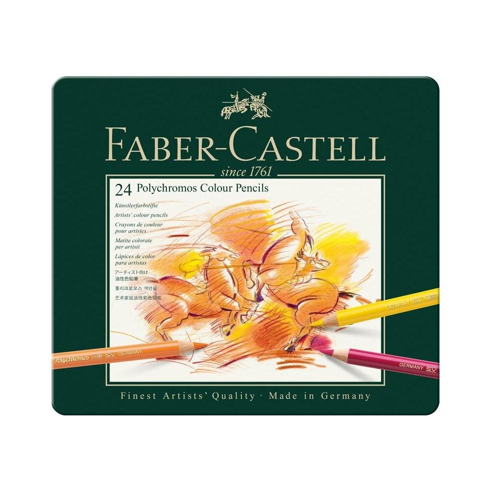 Faber-Castell 110024 Карандаши цветные художественные faber-castell polychromos, 24 цв, заточен, метал. коробка (2 шт.)