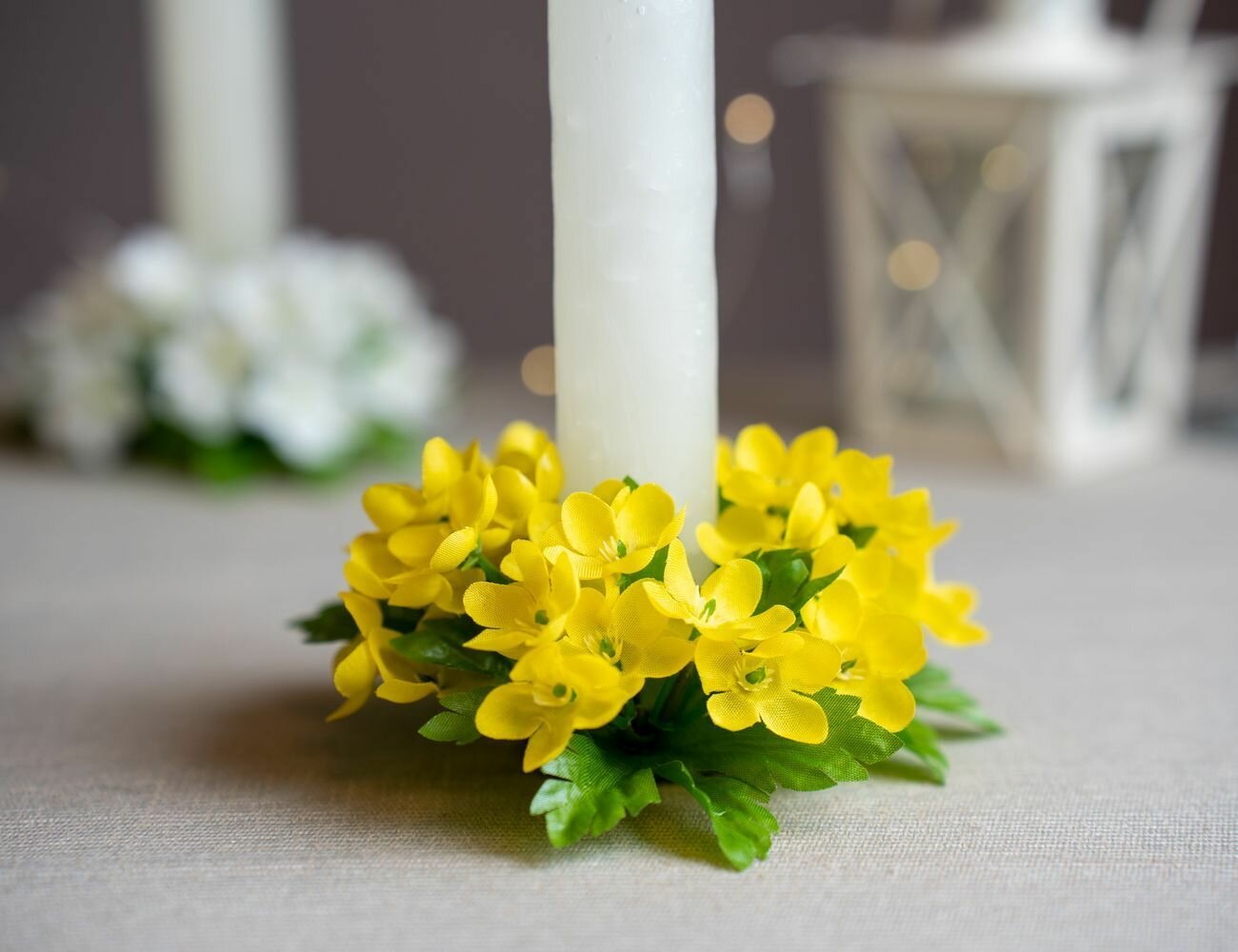 Венок для свечи альпийский букет, жёлтый, 10 см, EDG 214849-20