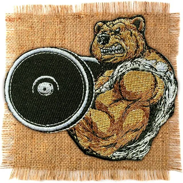 Нашивка на одежду шеврон на клеевой основе медведь качок 8,5х7,0см (№80)