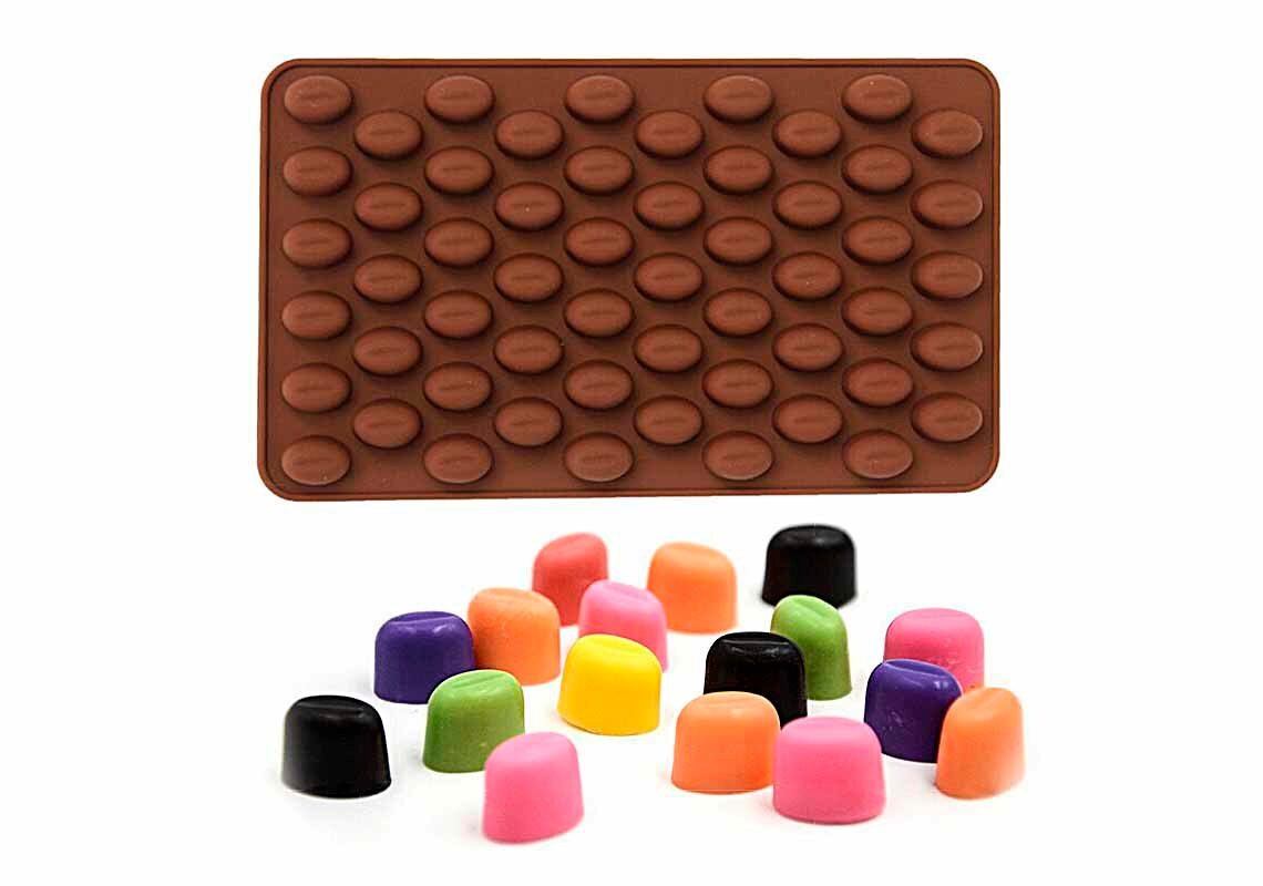 Форма силиконовая "Кофейные зерна" для льда и шоколада 21 х 10,5 см, 55 ячеек