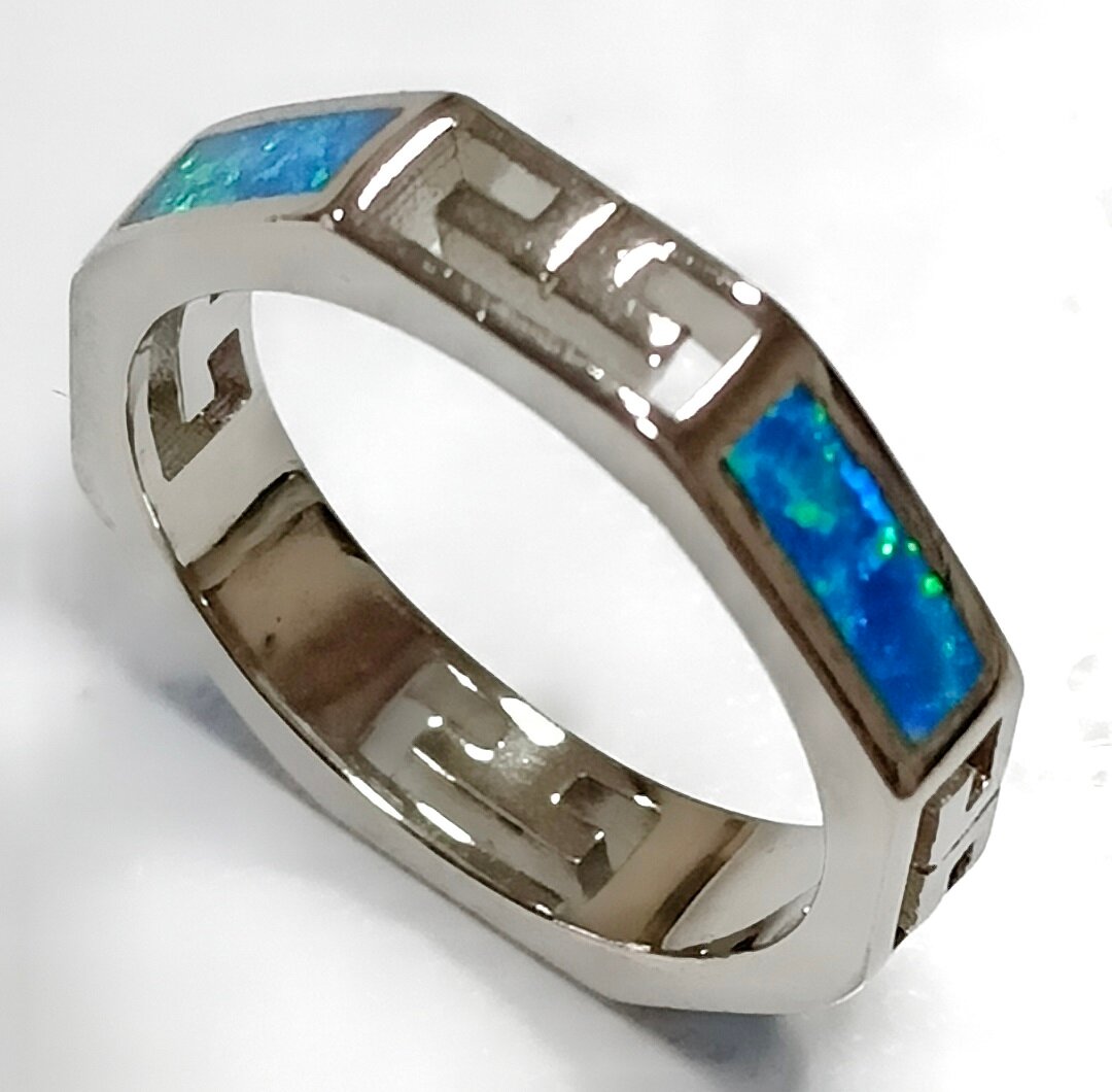 Кольцо, серебро, 925 проба, родирование, опал синтетический