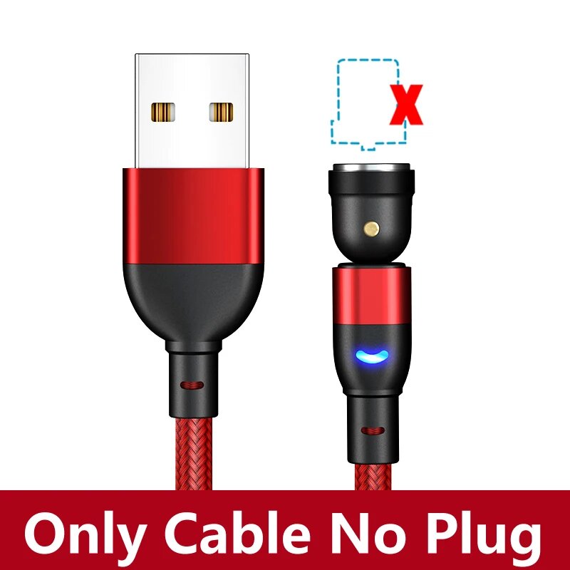 Магнитный кабель AUFU с поворотом на 540 градусов, магнитное зарядное 1 м, Only Cable Red
