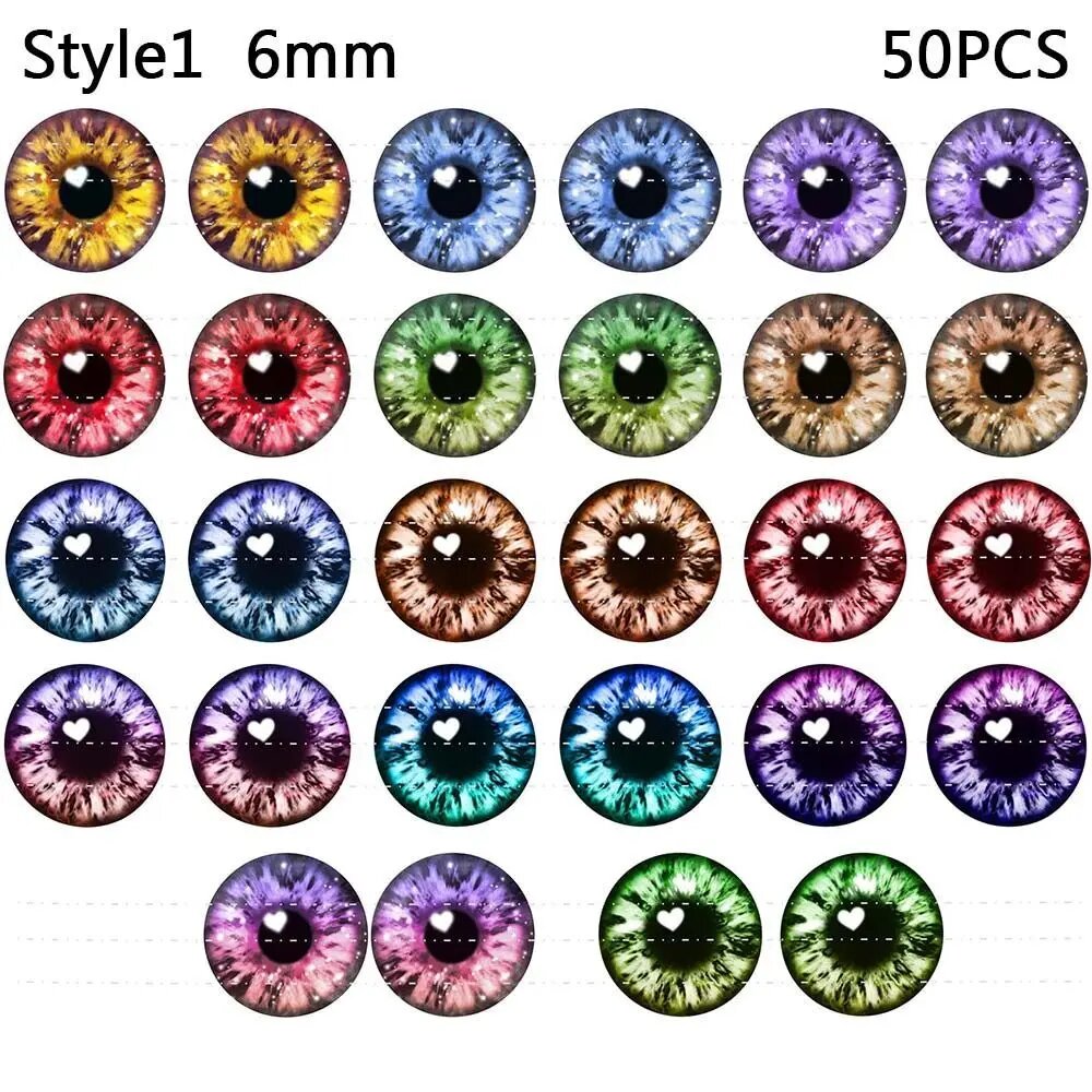 Стеклянные глаза для кукол SIRENXI 6/8/10 мм 6mm-1