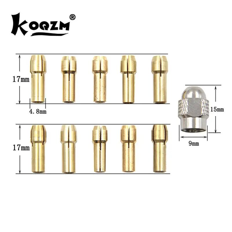 11 шт./набор, латунные Мини-патроны для дрели 0,5-3,2 мм 4,3 мм