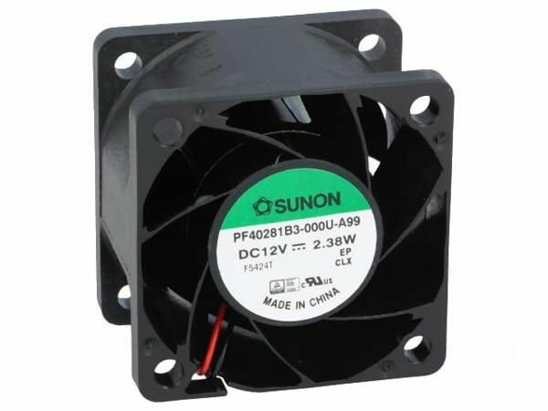 Вентилятор осевой SUNON PF40281B3-A99, 12В DC, 40x40x28мм, подшипник качения, поток 26,05куб. м/ч, 45,9дБА
