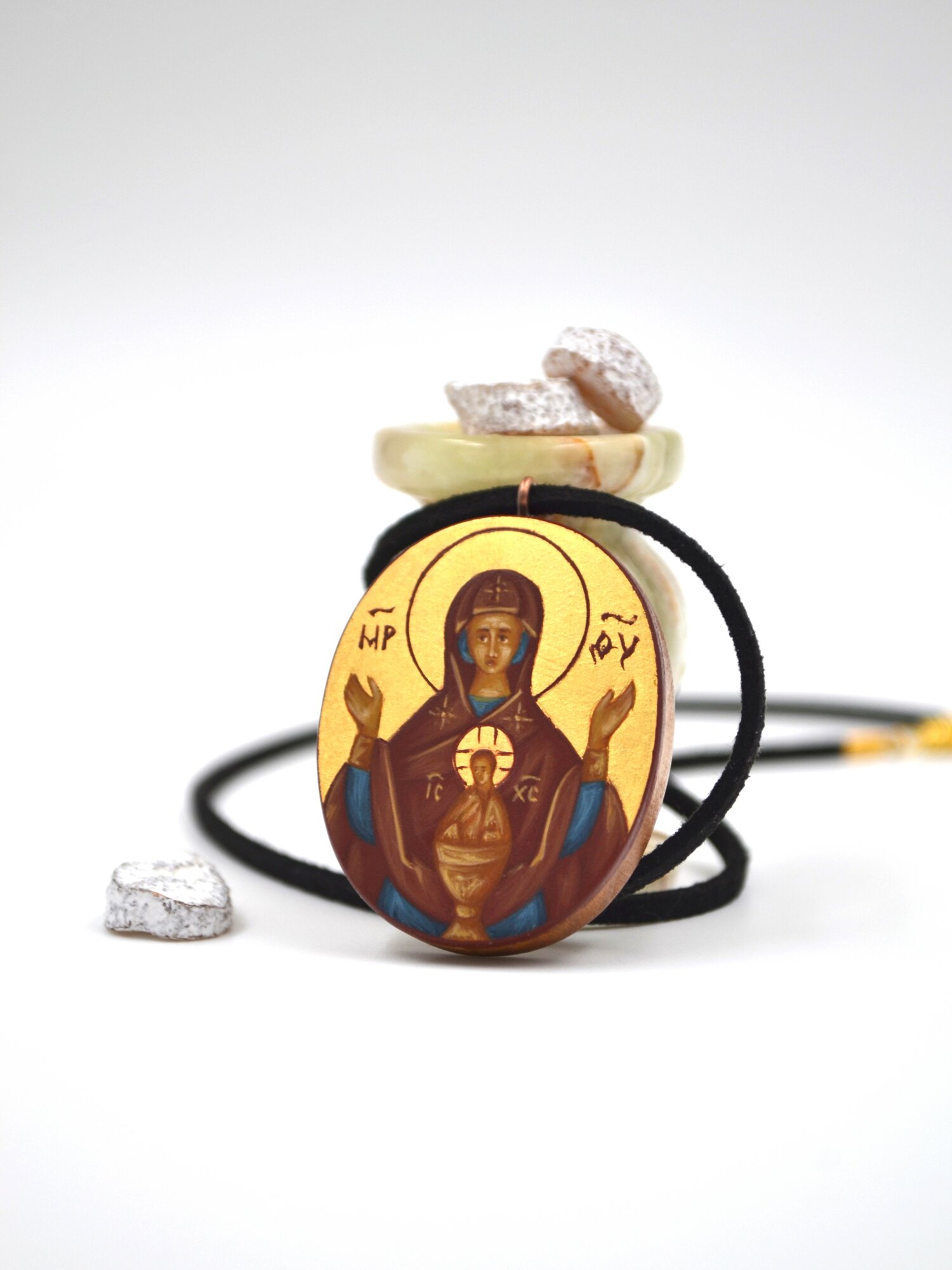 Неупиваемая Чаша рукописная нательная икона Богородицы