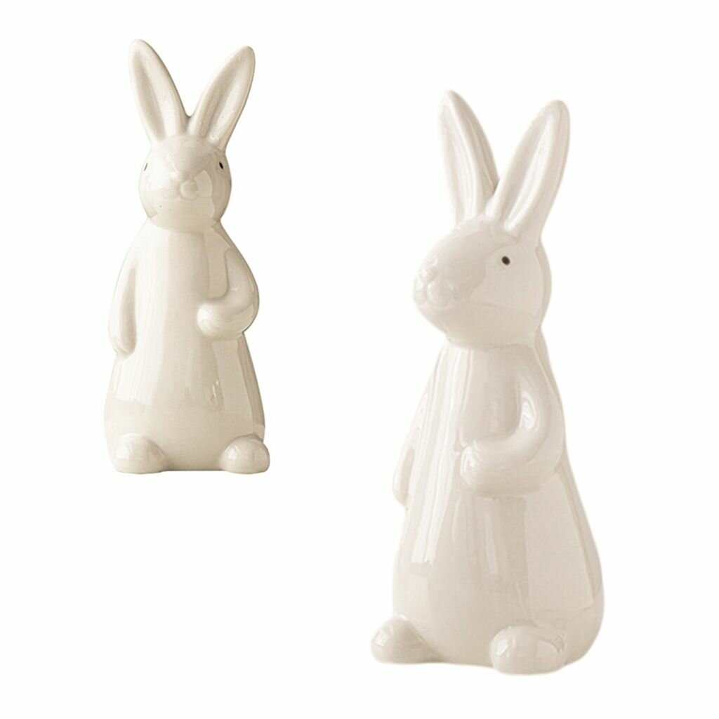 Керамическая статуя кролика, белая пасхальная животного. Идеальный подарок для сада. Любая обстановка улучшает атмосферу.