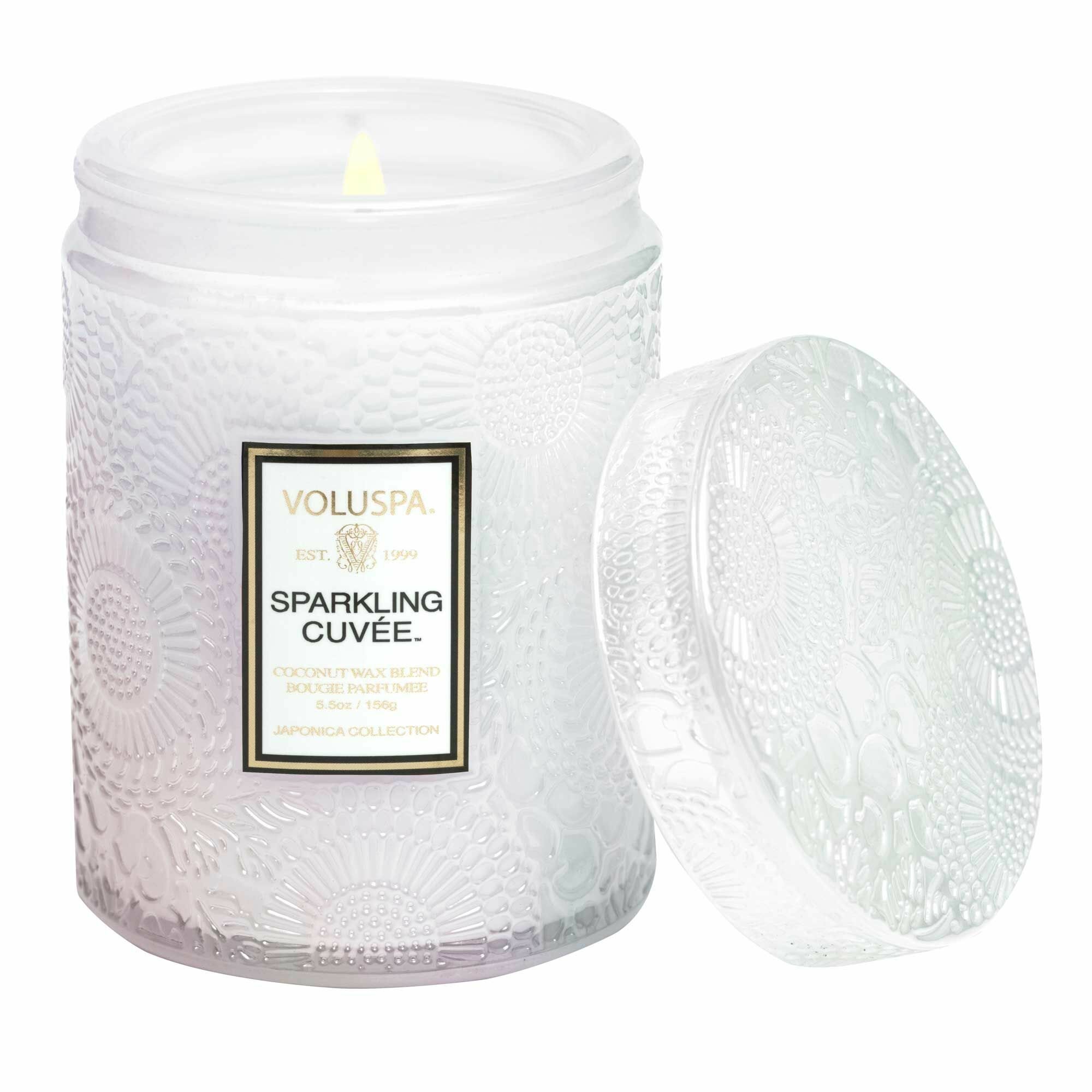 Свеча ароматическая VOLUSPA "Игристое кюве" / SPARKLING CUVE в стеклянном подсвечнике с крышкой, хлопковый фитиль, 50 ч. горения, 156 гр