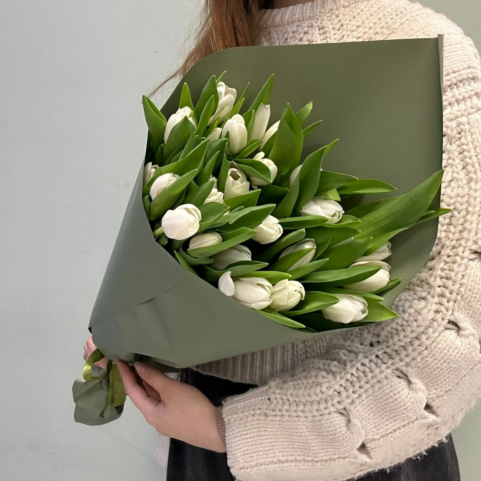 Букет белых тюльпанов