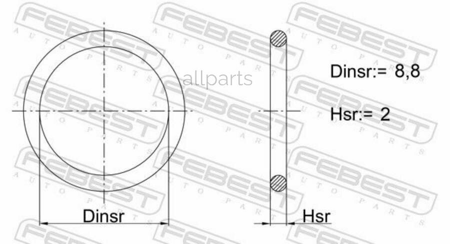 FEBEST 05400-002 Кольцо уплотнительное 8.8x2 KIA SPORTAGE 04 2004-2010 [EUROPE + RUSSIA] FEBEST 05400-002