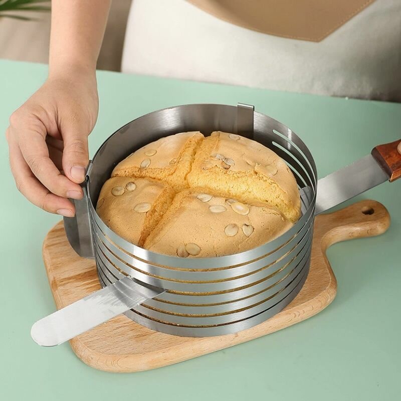 Форма-слайсер раздвижная для нарезки коржей, Тара для запекания и шинковки коржей регулируемая