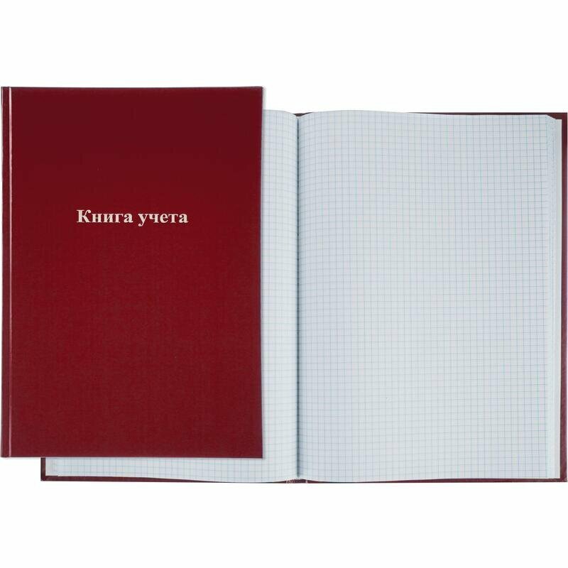 Книга учета Attache А4 96л в клетку блок офсет, бумвинил бордовый, 1743626