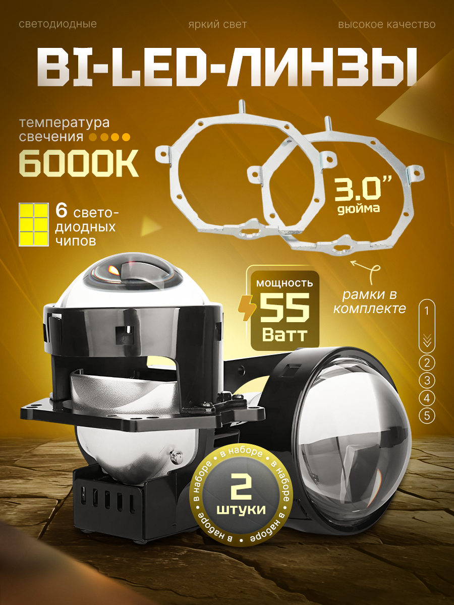 Комплект Bi-Led линз на Nissan Teana J32 рест. 2011-2014 c AFS, линзы Билед для Ниссан Теана J32